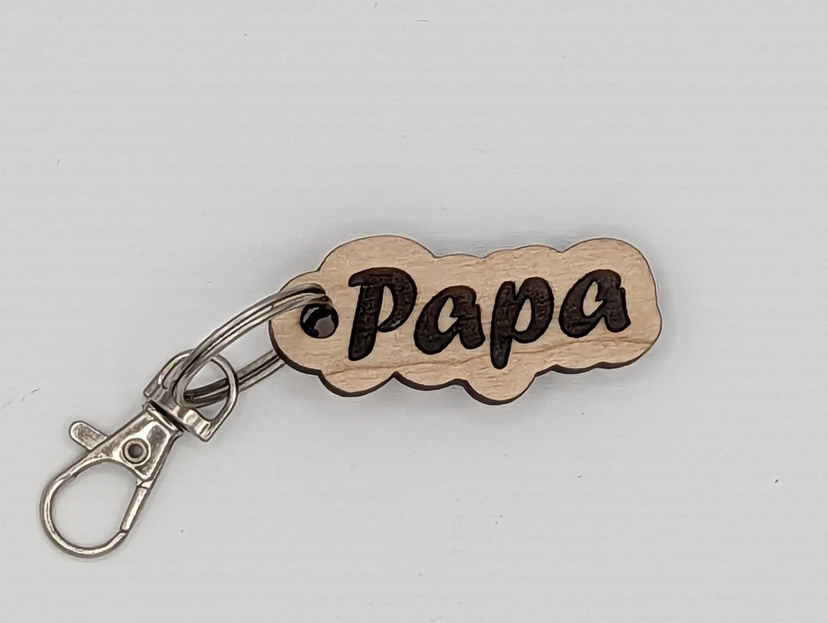 Papa - Wooden Keychain with Metal Clasp – Giroux Woodcraft